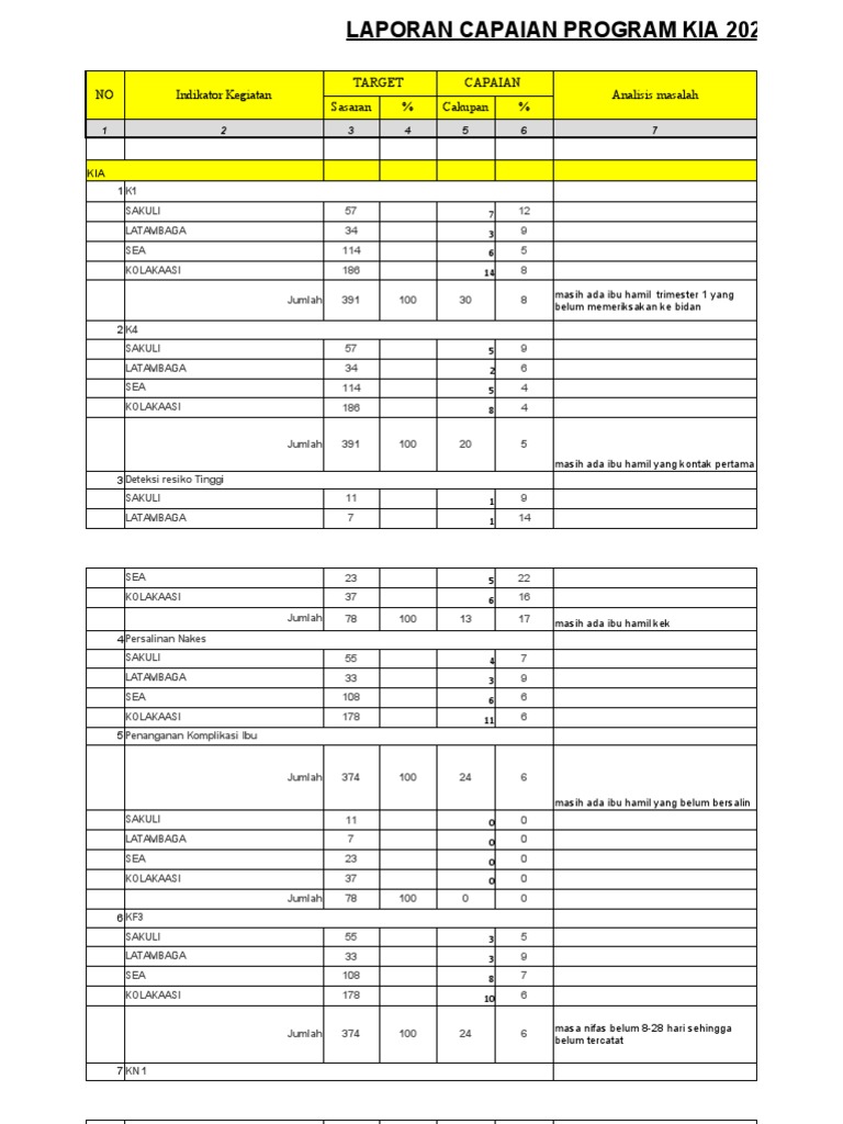 Laporan Capaian Program Kia 2023 Bulan Januari: NO Indikator Kegiatan ...