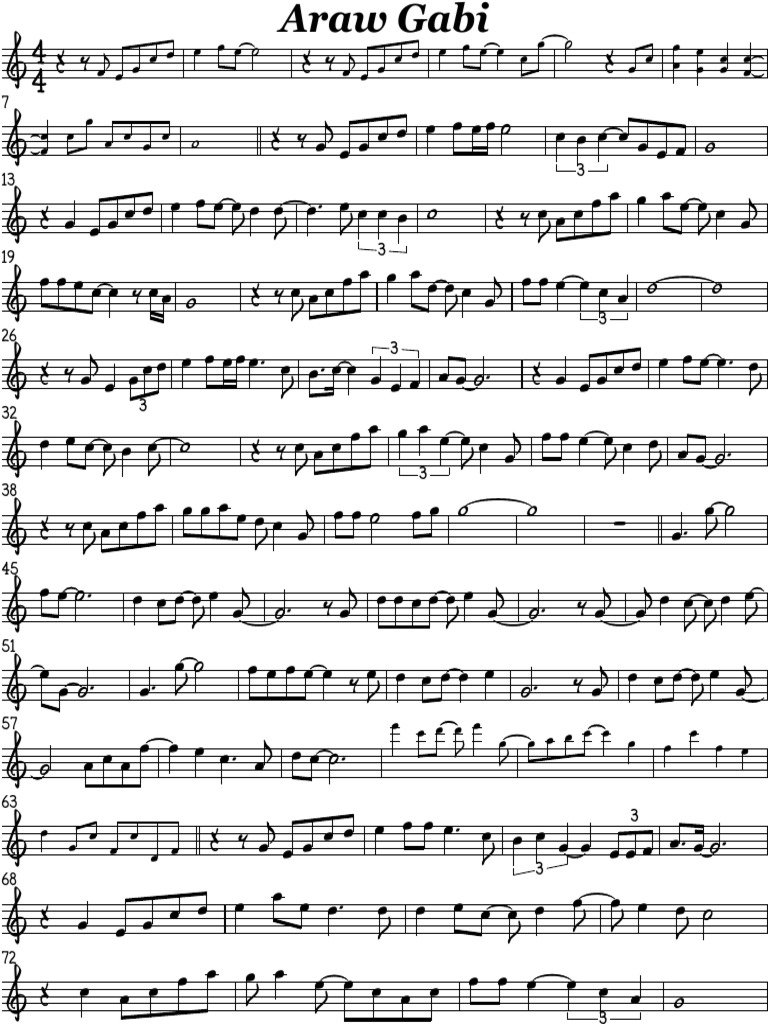 Araw Gabi Sheet Alto Sax - 0001 | PDF