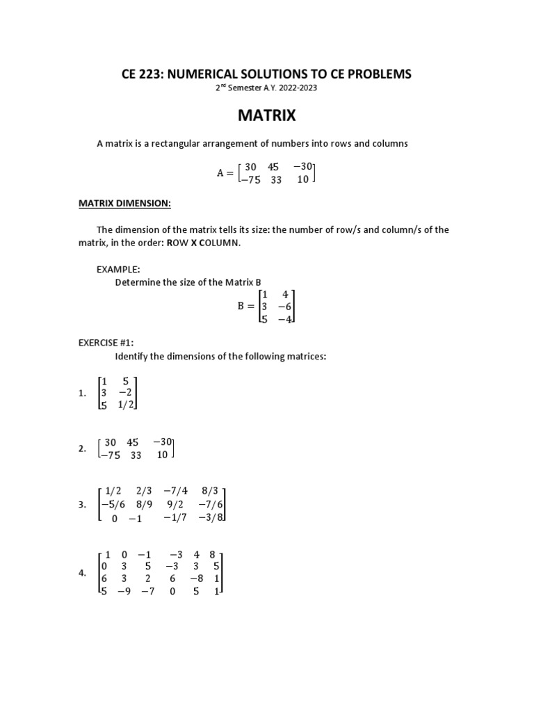 Ce-222 Handout | Download Free PDF | Matrix (Mathematics) | Errors And Residuals