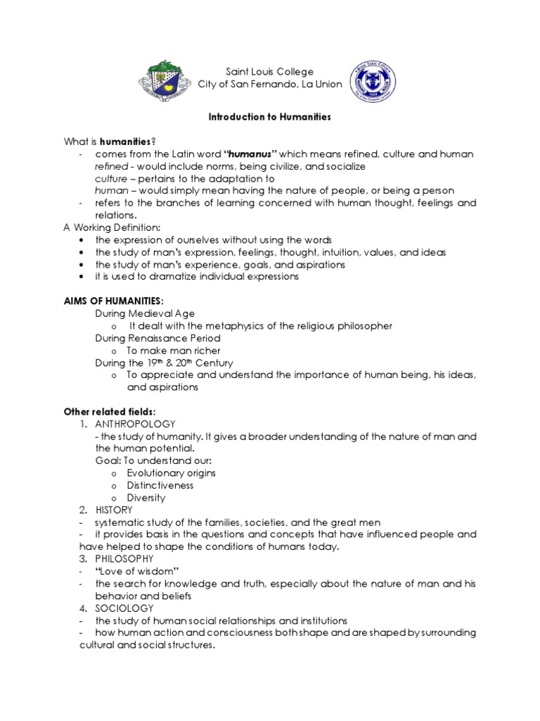 1 - Introduction To Humanities Study Notes | Download Free PDF ...
