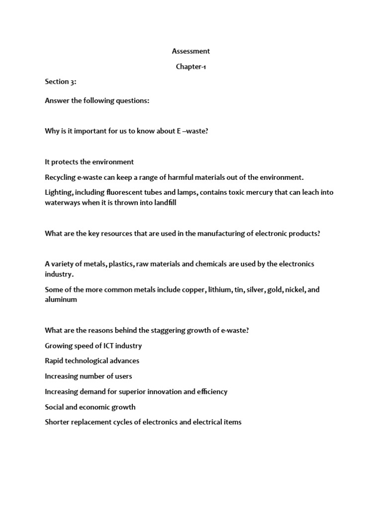 Assessment Form E Waste | PDF | Electronic Waste | Recycling