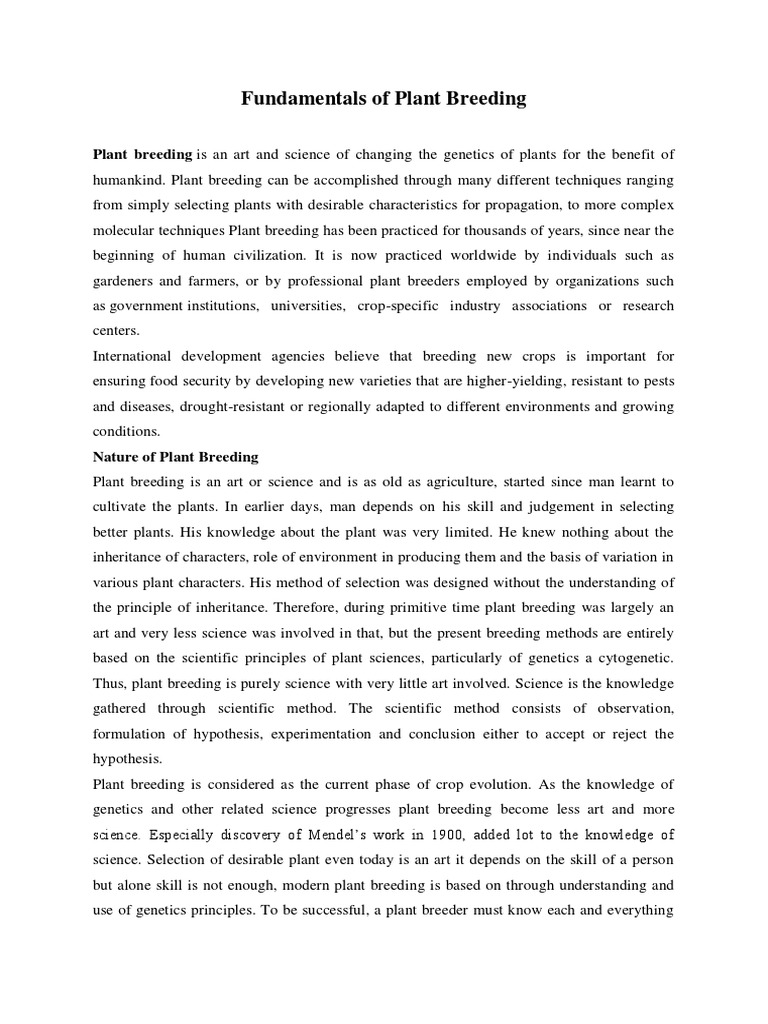 Fundamentals Of Plant Breeding Ags127 Pdf Pdf Plant Reproduction