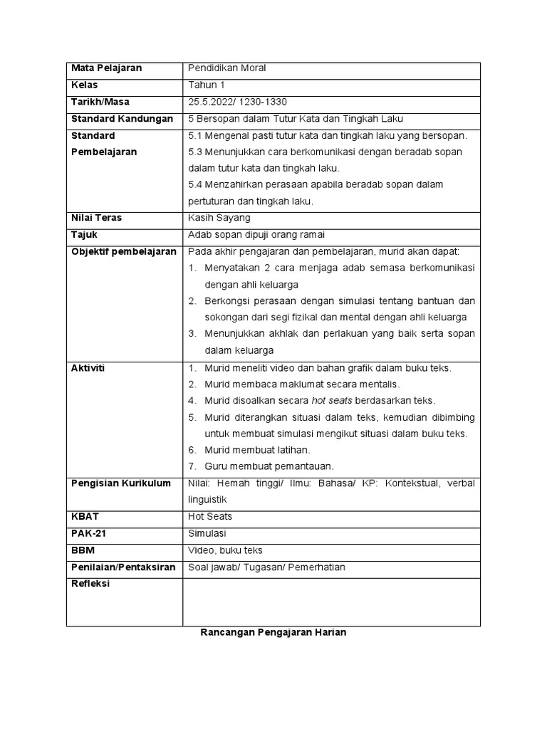 RPH Sivik | PDF | Kesehatan Holistik | Sains & Matematika