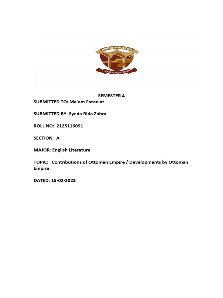 Ottoman Empire: Cultural and Scientific Contributions | PDF