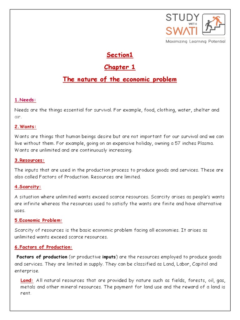 Economics Section 1 Notes | Download Free PDF | Opportunity Cost | Resource