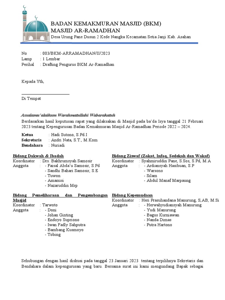 Draft Pengurus | PDF