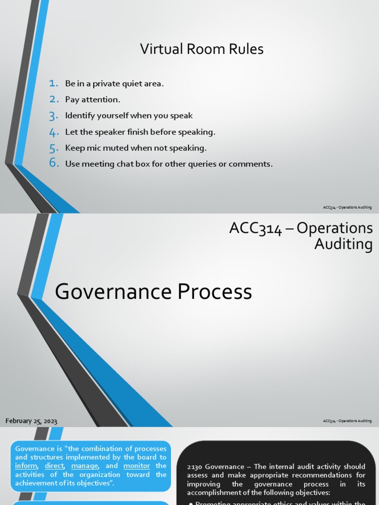 ACC314 - Governance Process Presmat | PDF | Internal Control | Internal ...