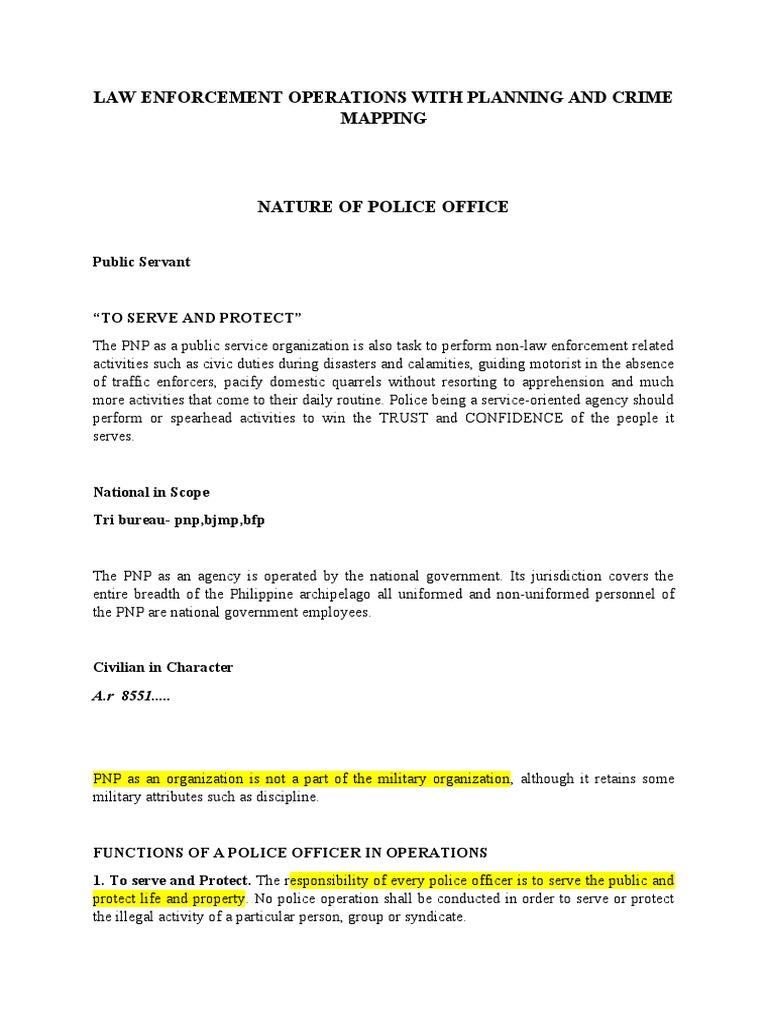 Law Enforcement Operations With Planning and Crime Mapping | PDF ...