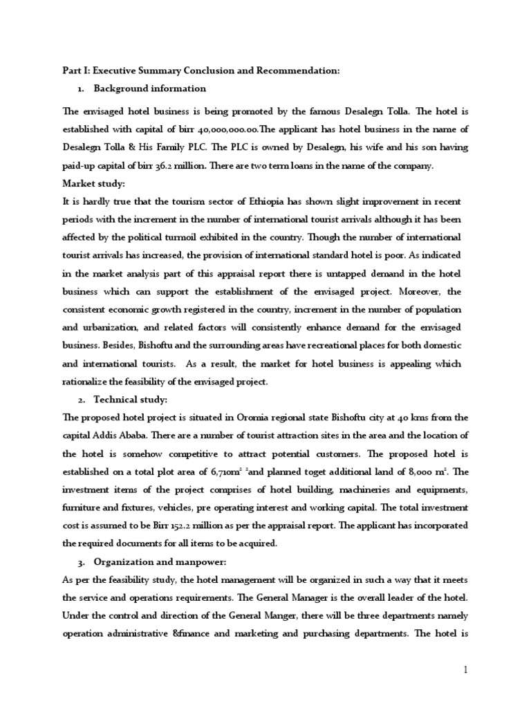 Hotel Project Proposal in Bishoftu | PDF | Tourism | Ethiopia