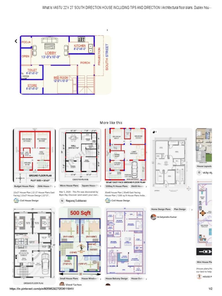 What Is Vastu 22'x 27 South Direction House Including Tips and Direction - Architectural Floor ...