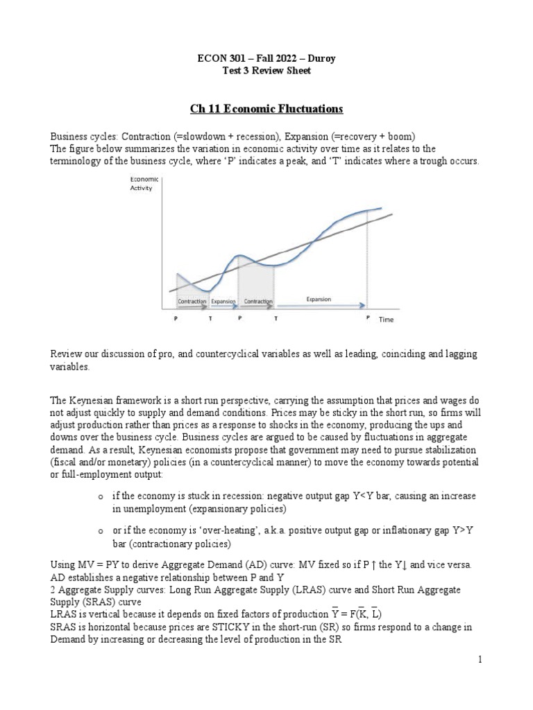 ECON 301 Review Sheet Test 3 | PDF | Business Cycle | Inflation ECON 301 Review Sheet Test 3 | PDF | Business Cycle | Inflation