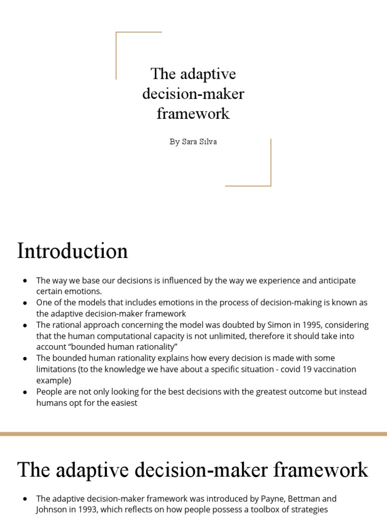 The Adaptive Decision-Maker Framework - Sara Silva | PDF | Decision ...