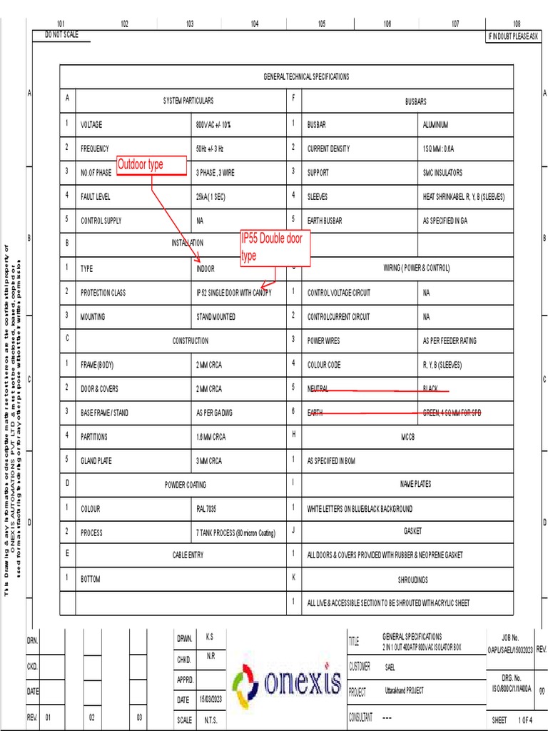 Commented GA ISOLATOR DRAWING | PDF | Electrical Wiring | Building ...
