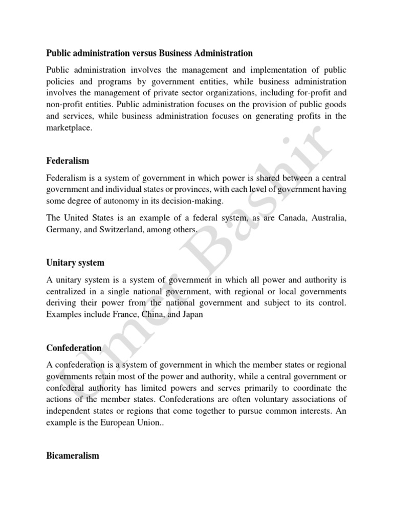 Public vs. Business Administration Explained | PDF | Governance | Good ...