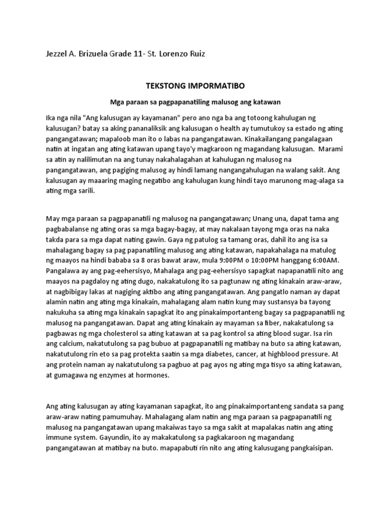 Tekstong Impormatibo | PDF