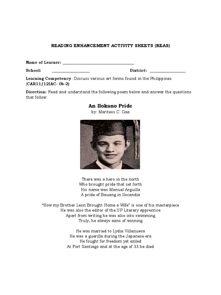 READING ENHANCEMENT ACTIVITY SHEETS Final | PDF