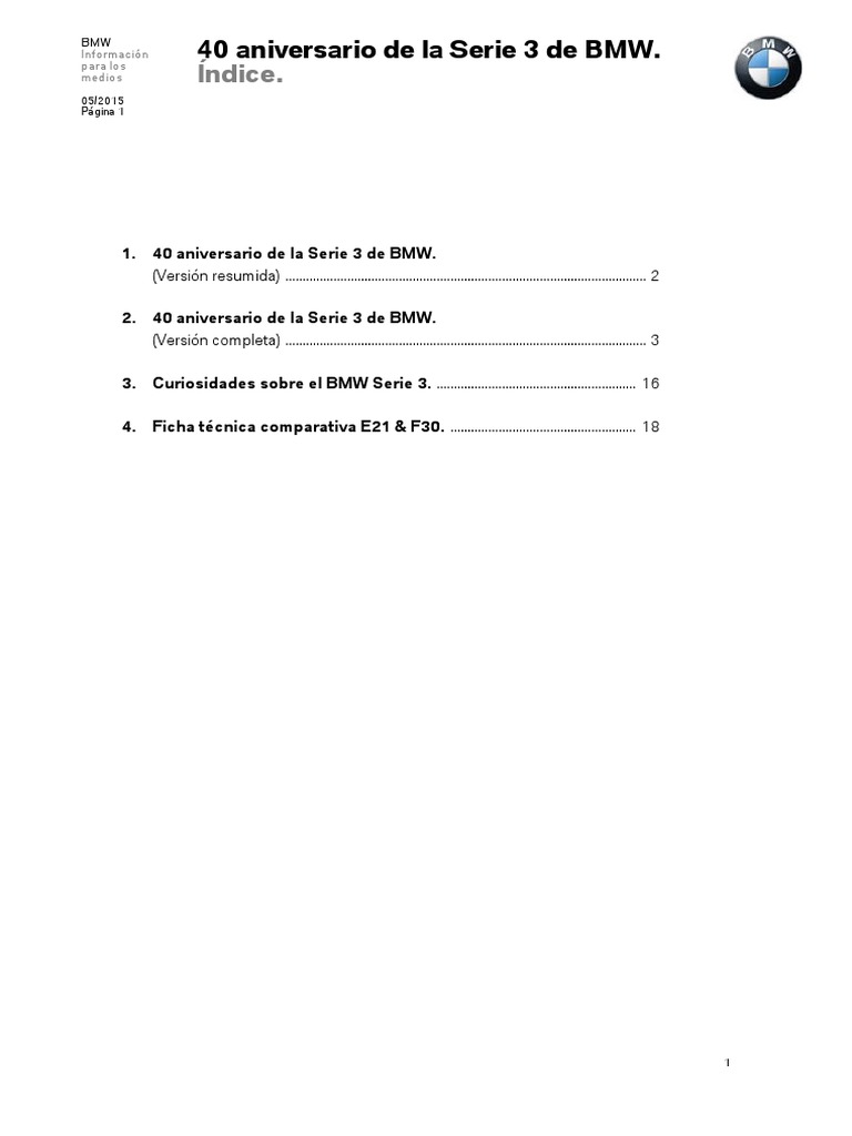 BMW Serie 3 40 Aniversario | PDF | BMW | Fabricantes de vehículos de ...