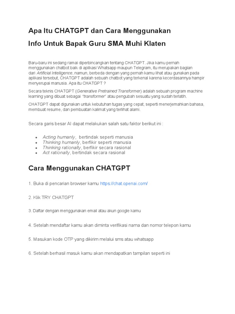 Apa Itu CHATGPT | PDF | Karier & Perkembangan | Bisnis