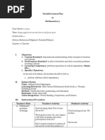 Detailed Lesson Plan in Grade 9 Mathematics | PDF | Quadratic Equation ...