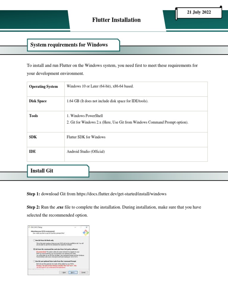 Notes Lecture 2 Flutter Installation | PDF | Installation (Computer ...
