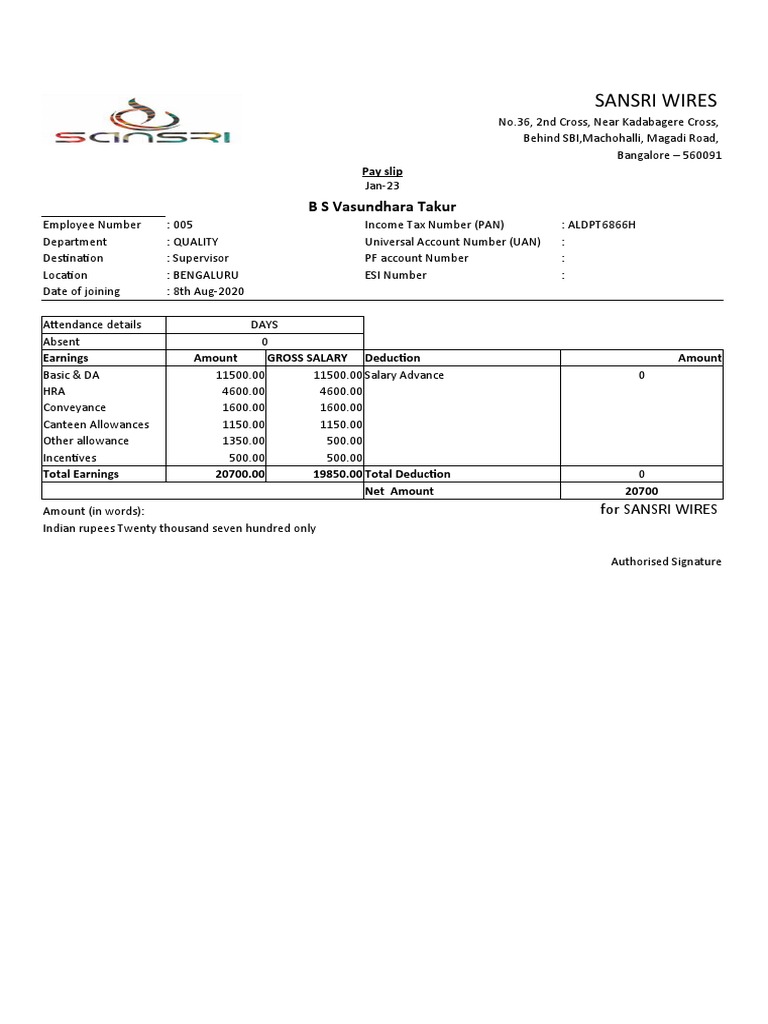 Vasu Payslip | PDF