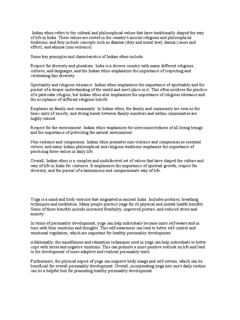 Indian Ethos Refers To The Cultural and Philosophical Values That Have ...