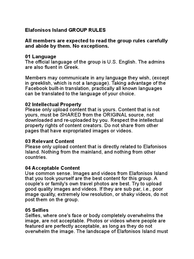 Elafonisos Island Group Rules | PDF Elafonisos Island Group Rules | PDF