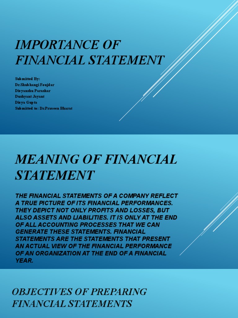 Importance of Financial Statements | PDF | Balance Sheet | Cash Flow ...