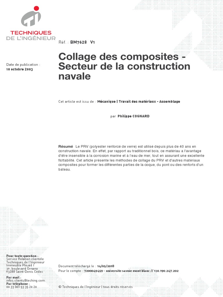 BM7328 Collage Des Composites - Secteur de La Construction Navale | PDF ...