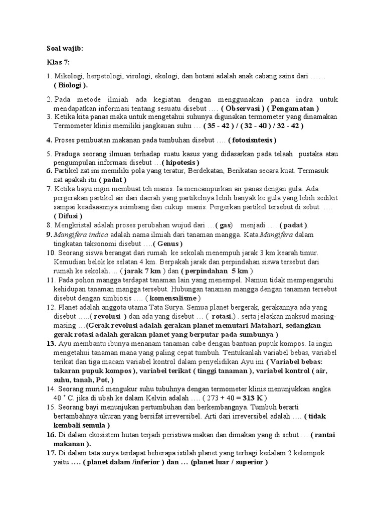 Soal LCC Sains IPA 2023 | PDF