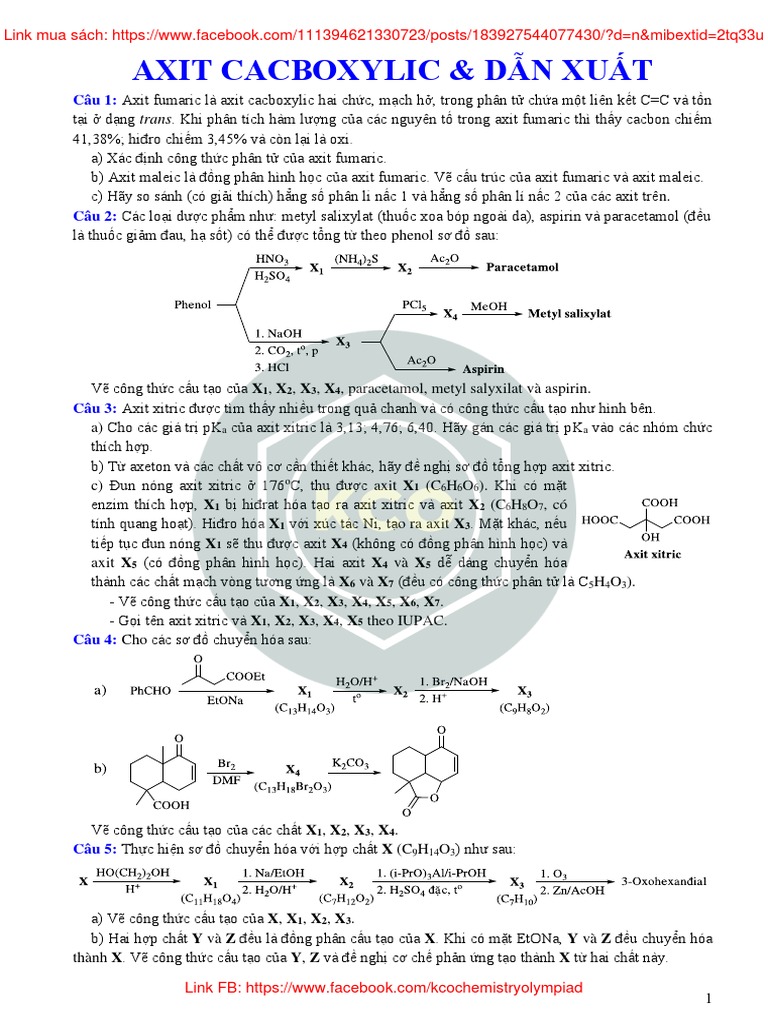 Bài Tập Axit Cacboxylic & Dẫn Xuất PDF | PDF