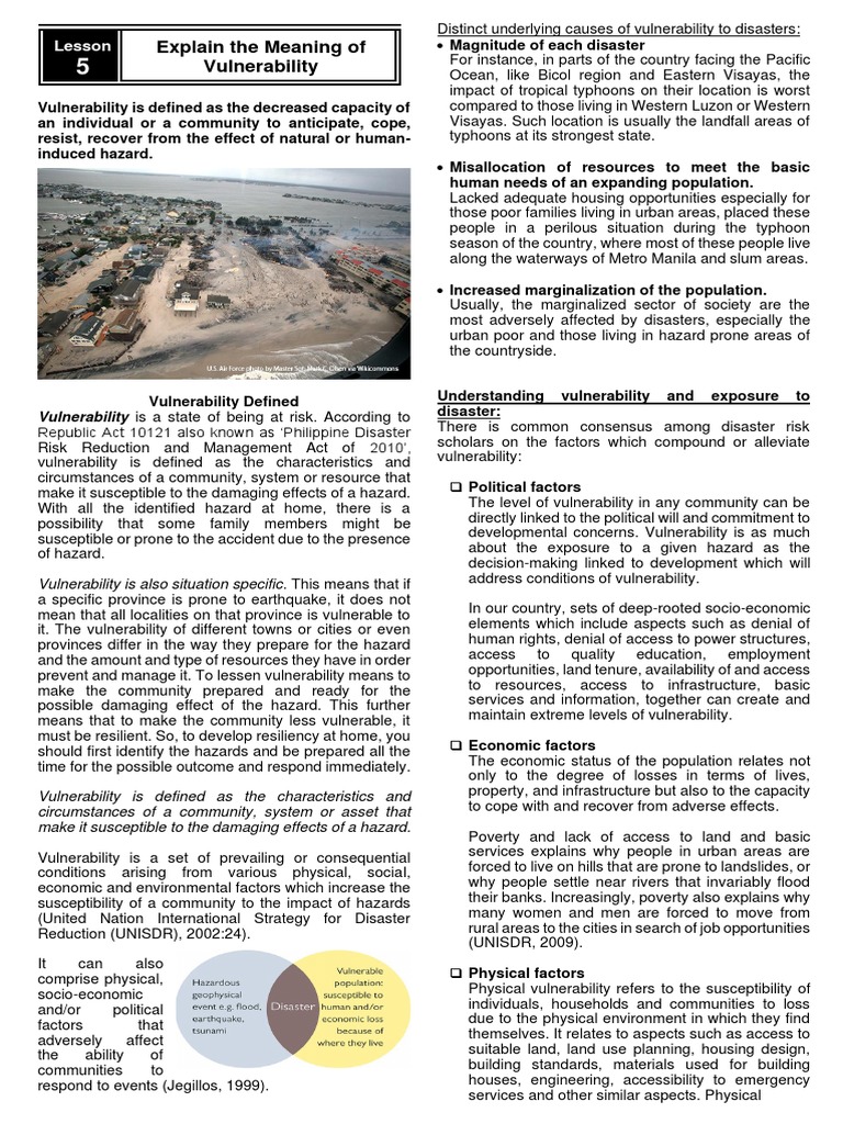 Q3 Lesson 5 6 Vulnerability and Sector of Society Vulnerable To ...