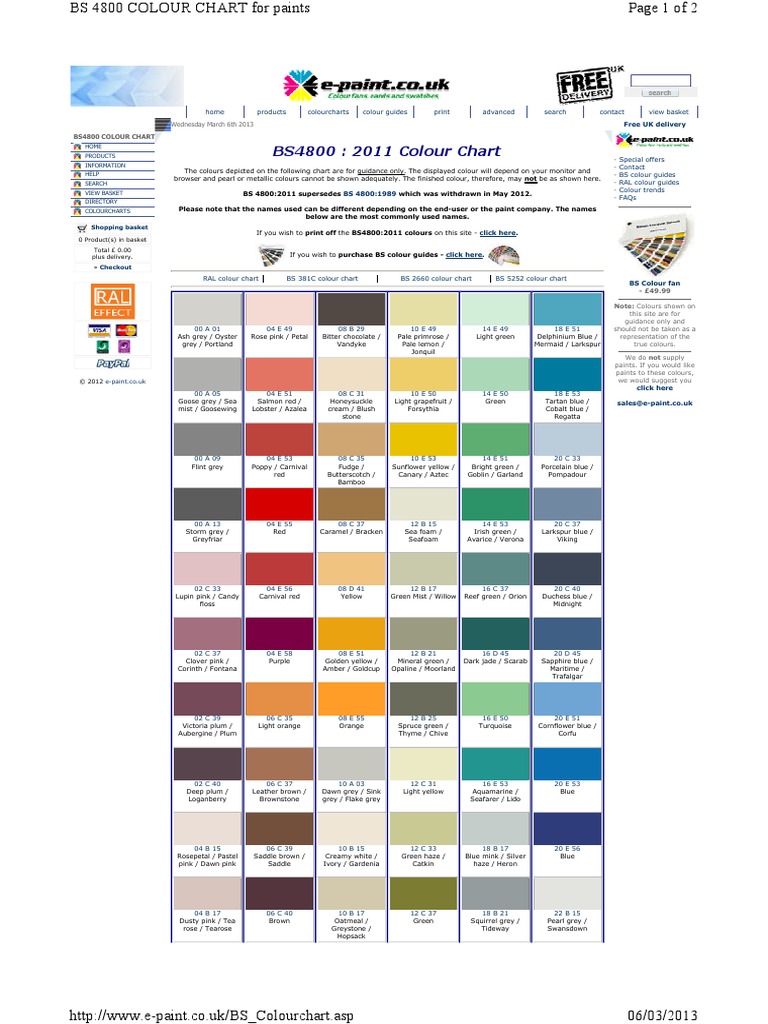 BS4800 - Colour Chart | PDF