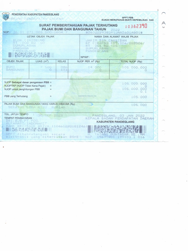 SPPT Tanah Dua009 | PDF