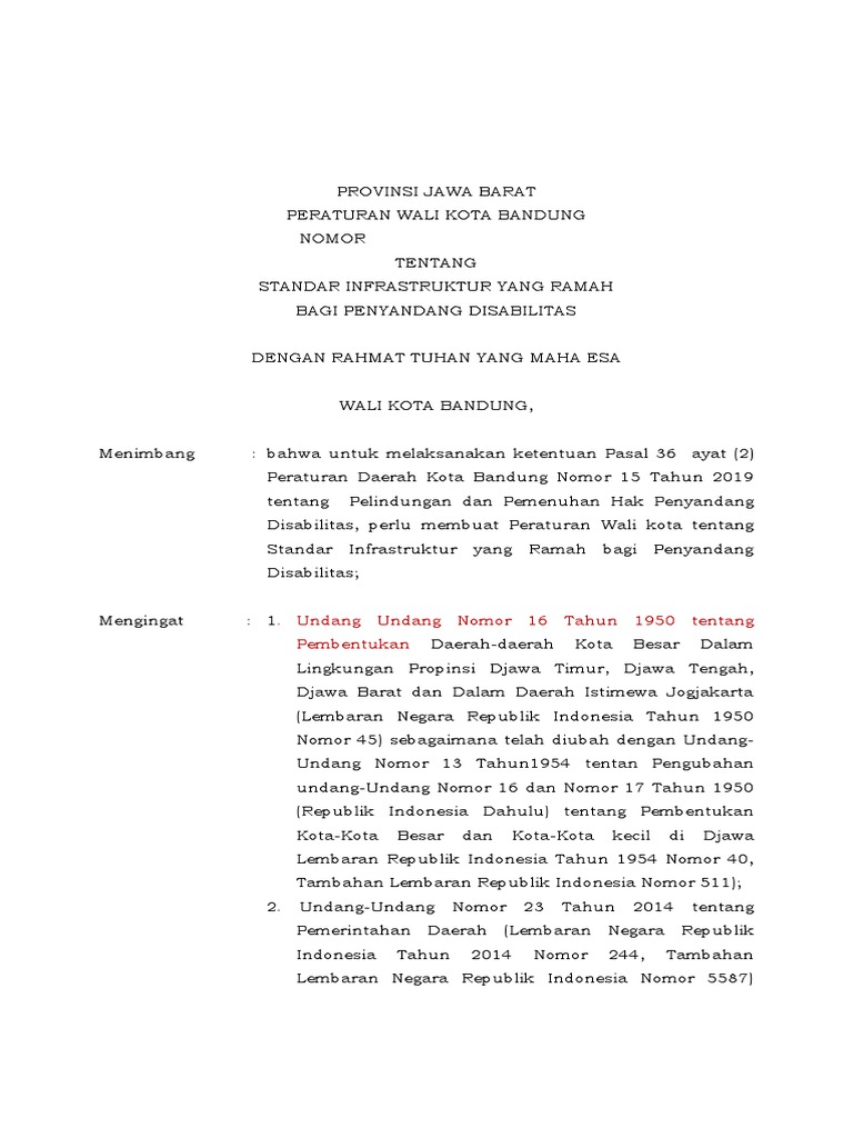 Draft Perwal TTG Infrastruktur Yang Ramah Bagi Penyandang Disabilitas ...