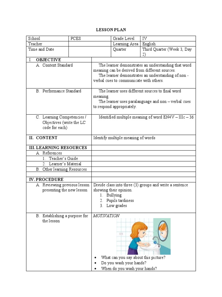 LESSON PLAN English | PDF | Learning | Teachers
