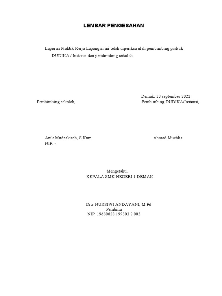 Lembaran Pengesahan | PDF