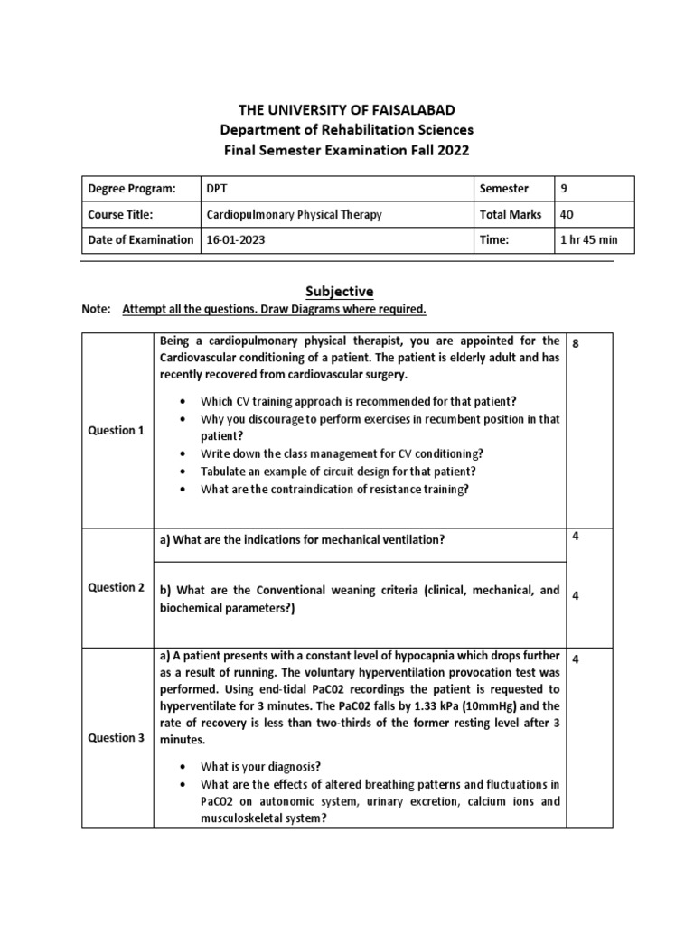 Cardiopulmonary Physical Therapy Seq | PDF | Physical Therapy | Health ...