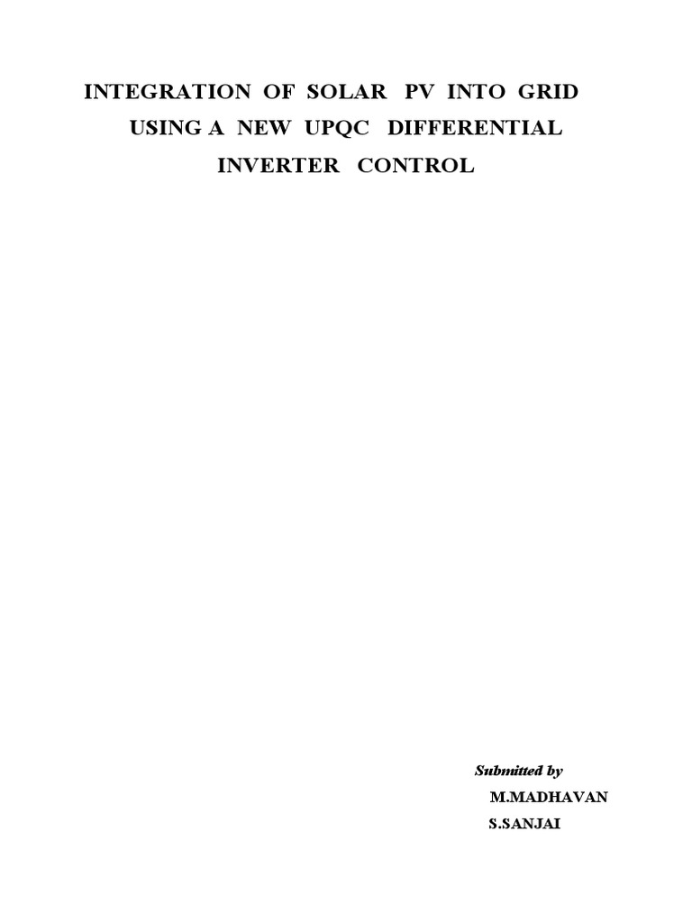 (Project) INTEGRATION OF SOLAR PV INTO GRID | PDF | Photovoltaics ...