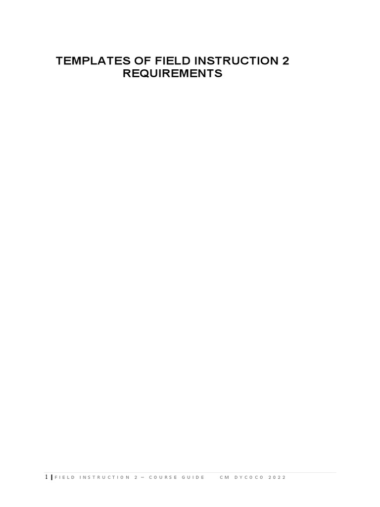 Templates of Field Instruction 2 Requirements | PDF | Methodology | Science