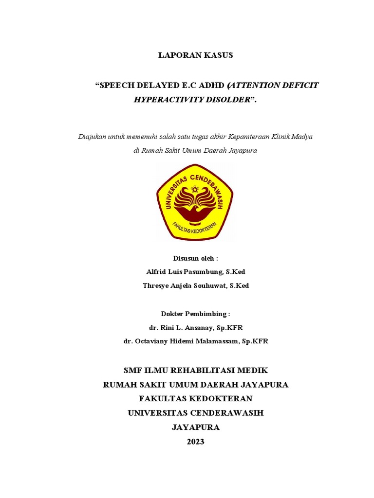Lapkas Speech Delayed E.C Adhd | PDF