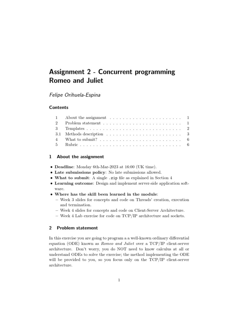 Assignment2 RomeoAndJuliet v0002 PDF | PDF | Network Socket | Port (Computer Networking)