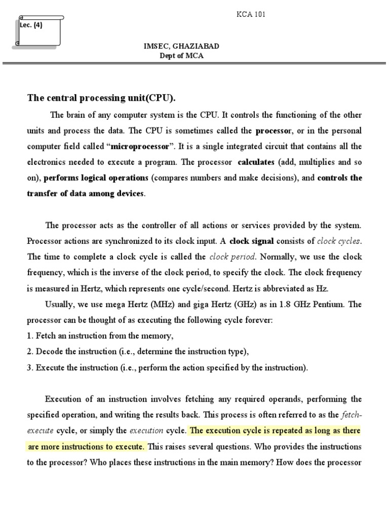 Cpu Final Notes | PDF | Central Processing Unit | Computer Data Storage