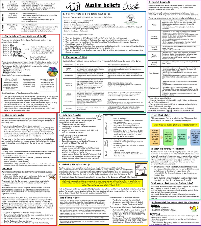 Muslim - Beliefs Knowledge - Organiser 1 1 | PDF | Prophets And ...