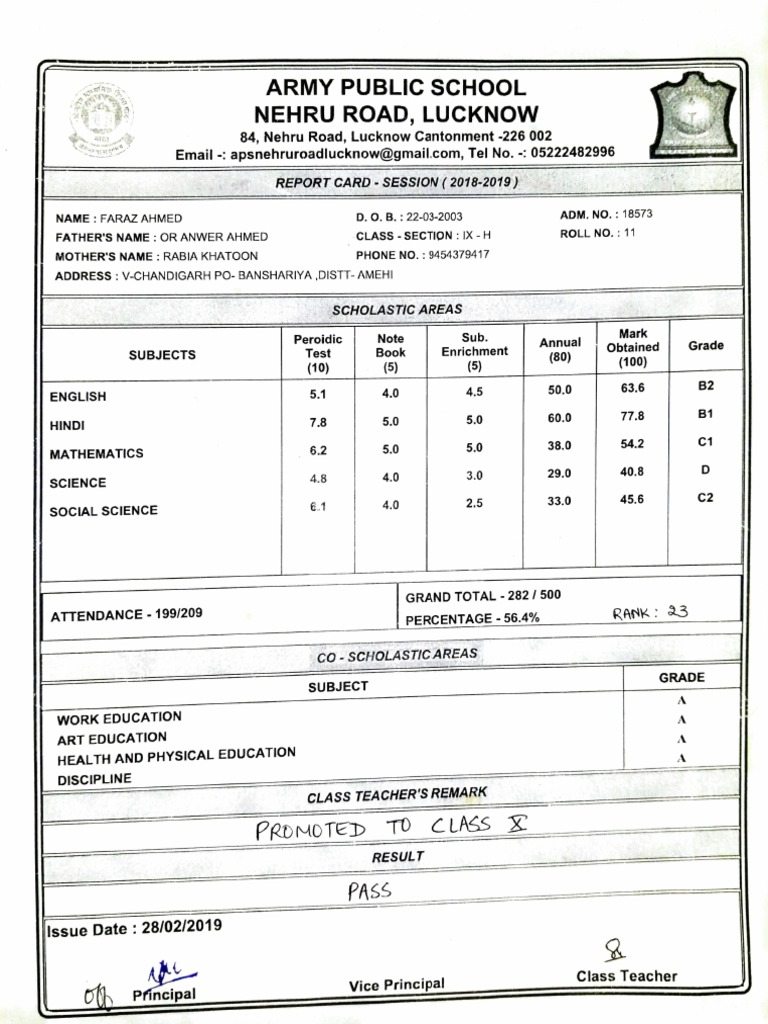 9th Marksheet | PDF | Science | Cognition