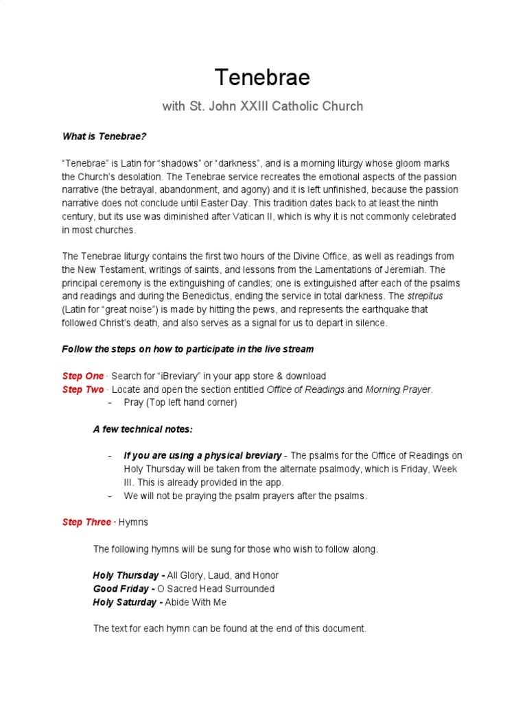 Catholic Tenebrae Readings