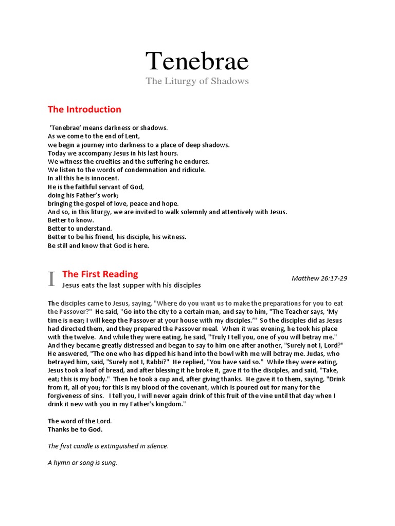 Tenebrae | PDF | Jesus | Last Supper