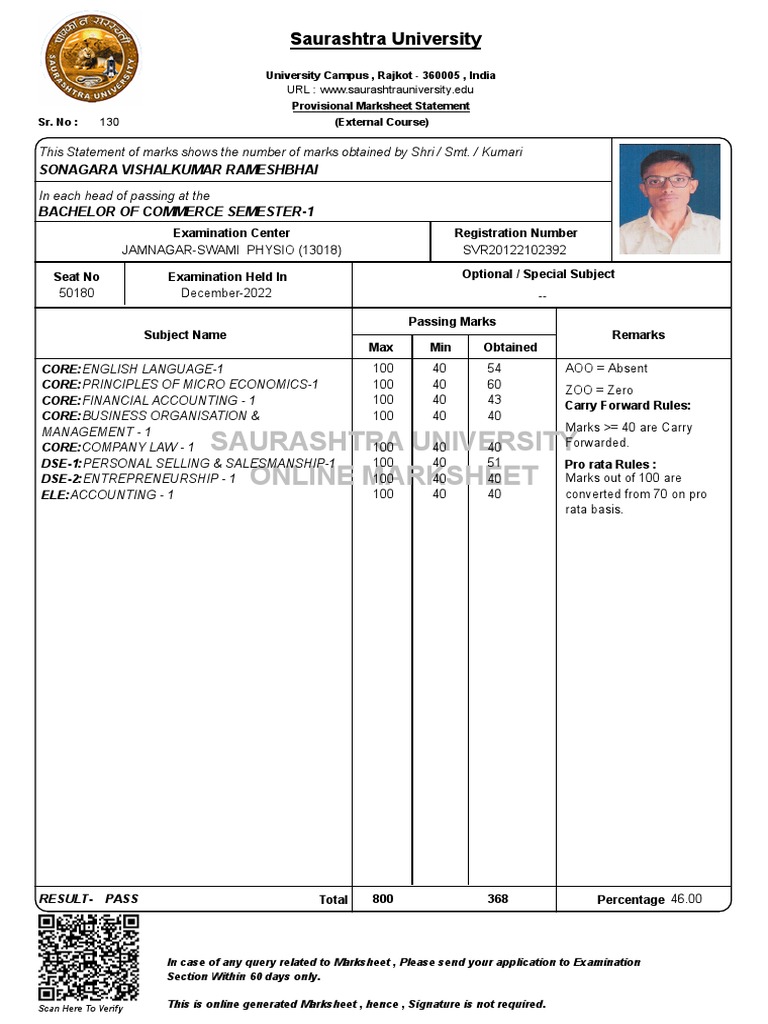 Marksheet PDF | PDF | Financial Services | Service Industries