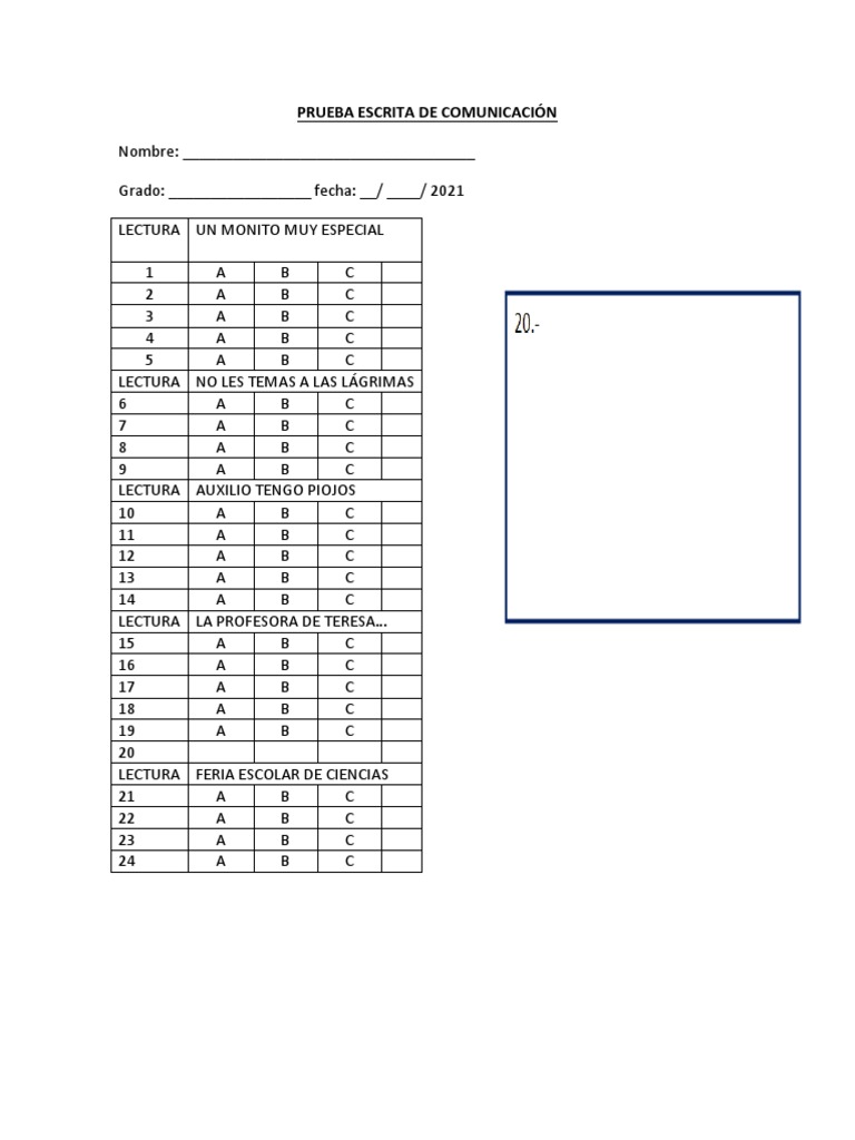 Prueba Escrita De Comunicación Pdf