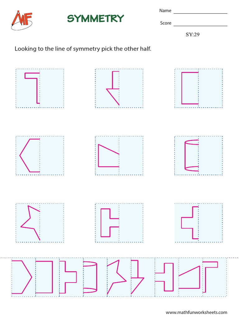 Find the Line of Symmetry Math Worksheet Answer Key | PDF